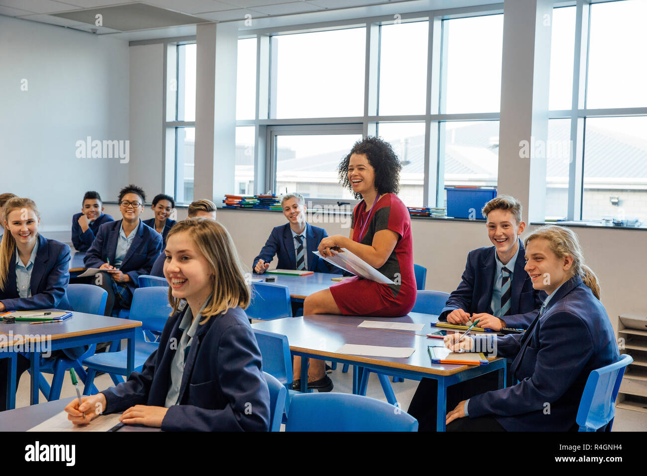 Happy High School Lesson Stock Photo - Alamy
