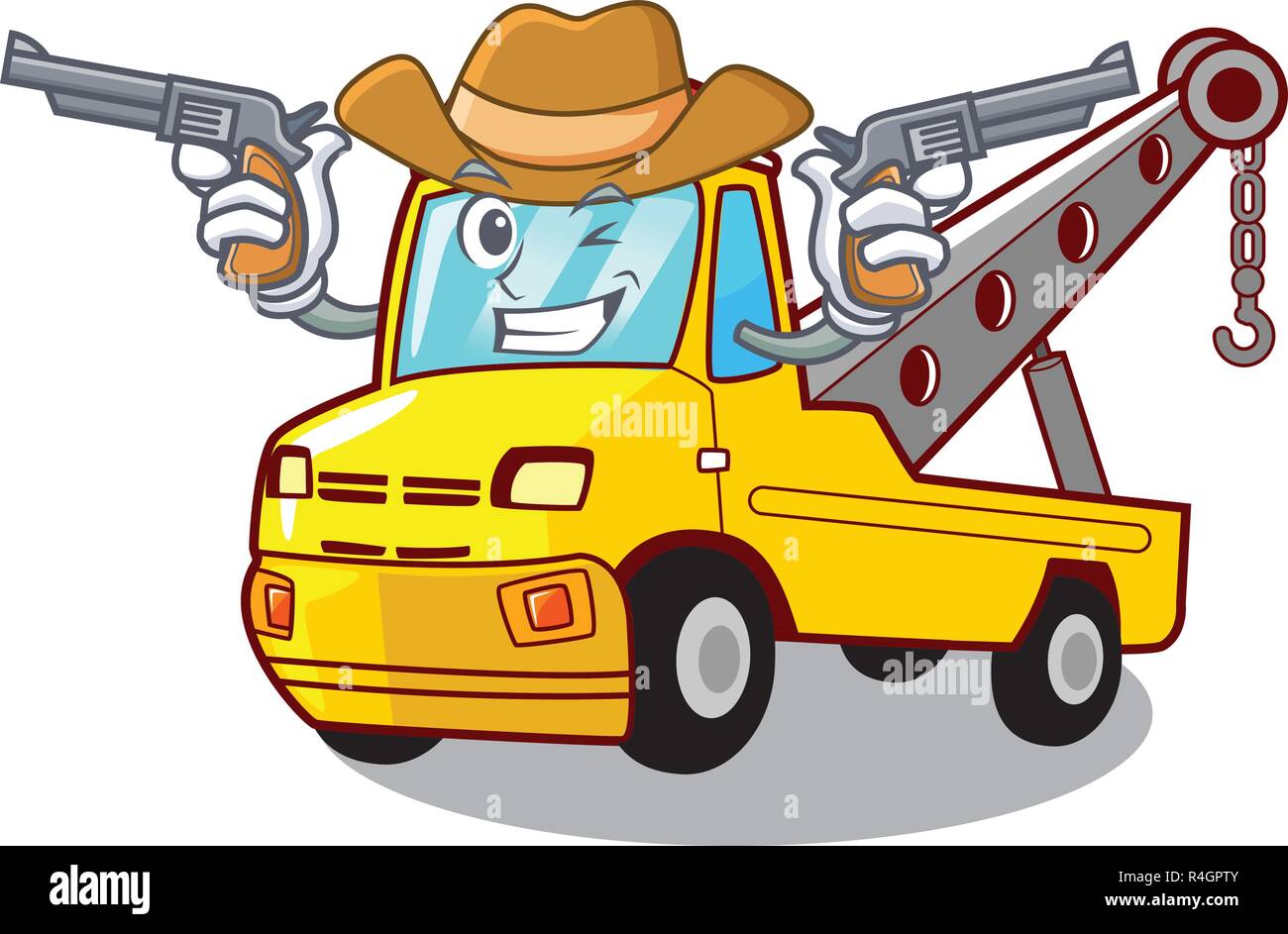 Cowboy Cartoon tow truck isolated on rope Stock Vector Image & Art - Alamy