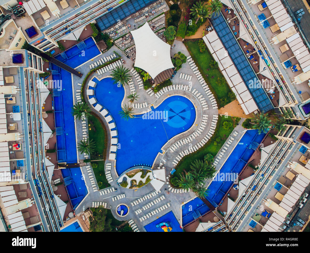 BARCELONA, SPAIN - 22 AUGUST 2018: View the outdoor pool in hotel Stock ...