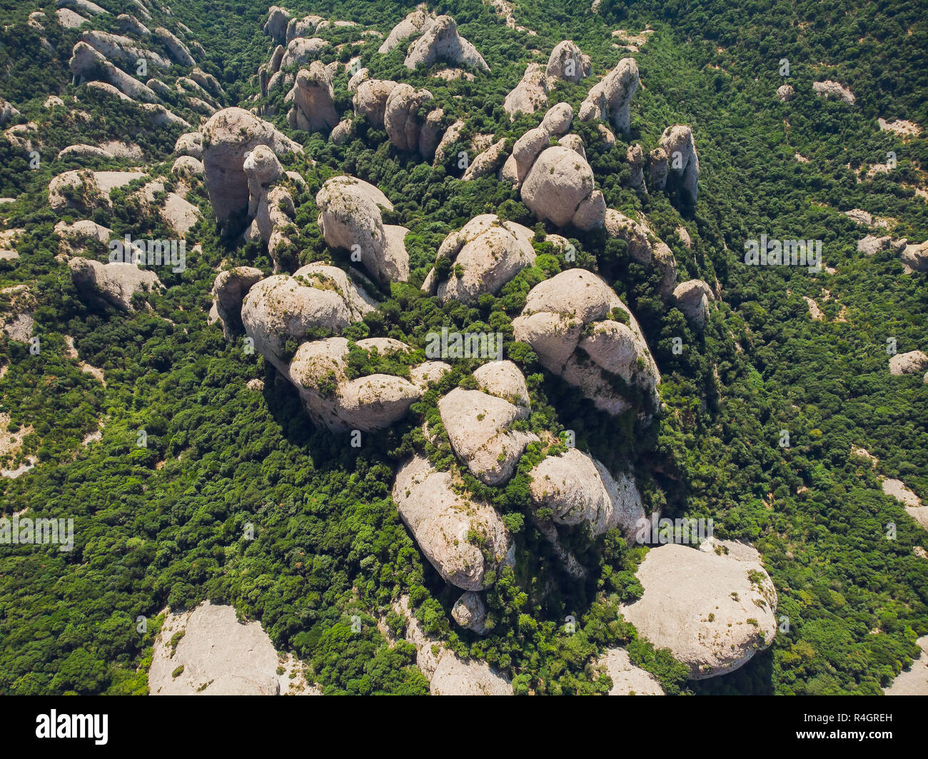 Montserrat, Catalonia, Spain. Top View Of Hillside Cave Santa Cova De ...