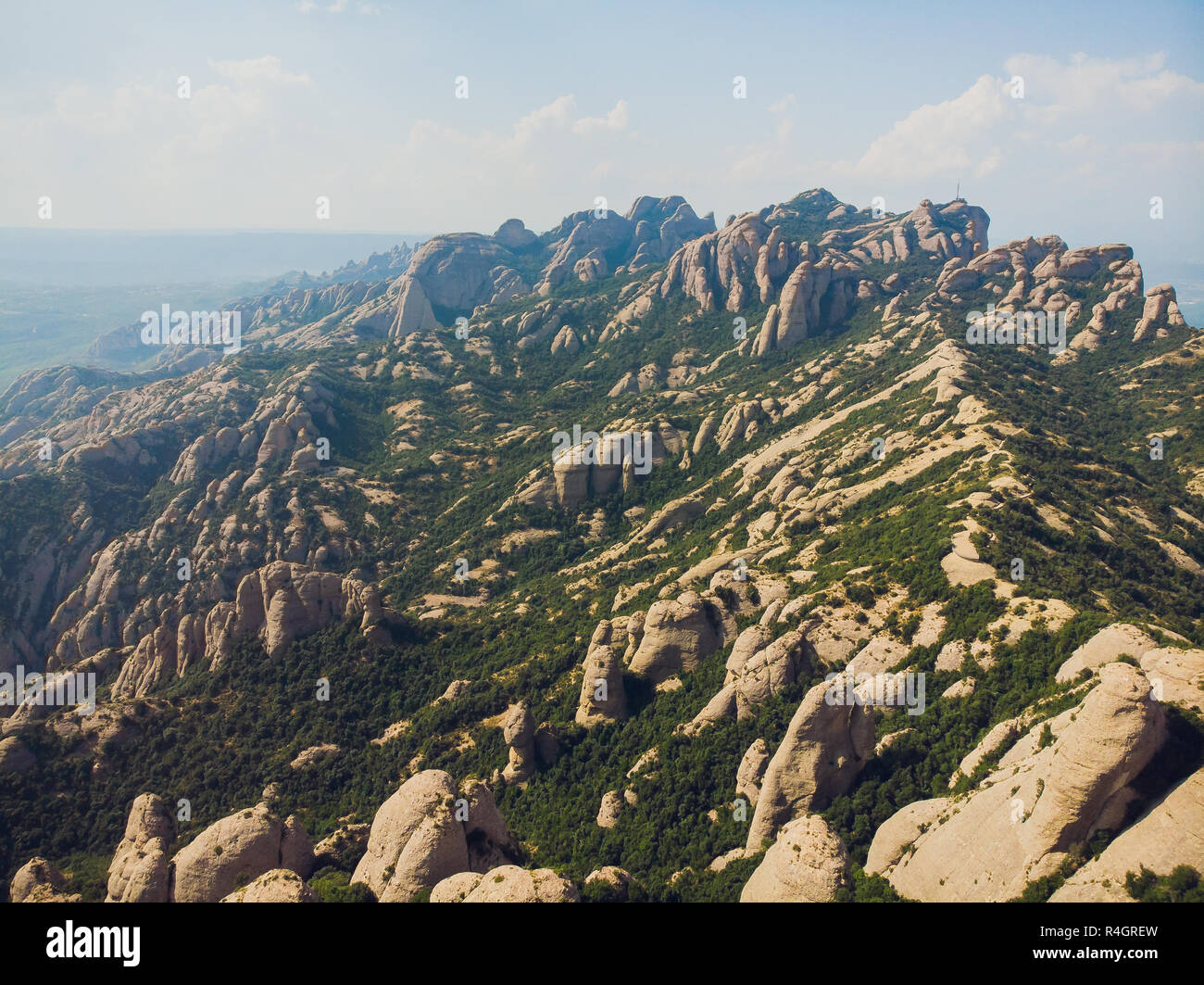 Montserrat, Catalonia, Spain. Top View Of Hillside Cave Santa Cova De ...