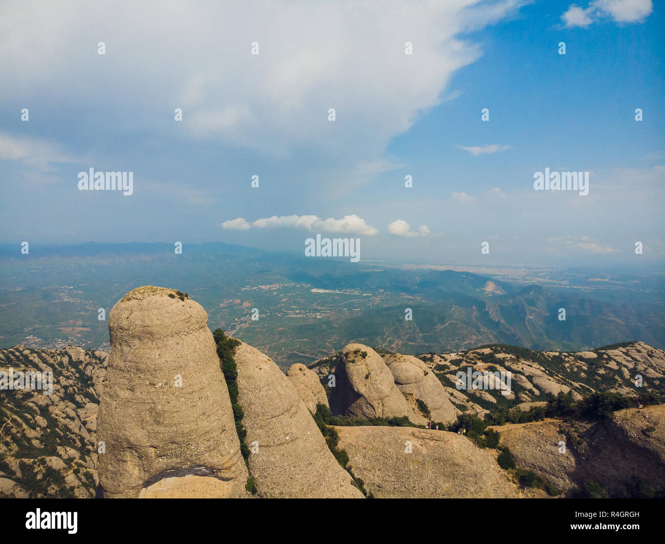 Montserrat, Catalonia, Spain. Top View Of Hillside Cave Santa Cova De ...