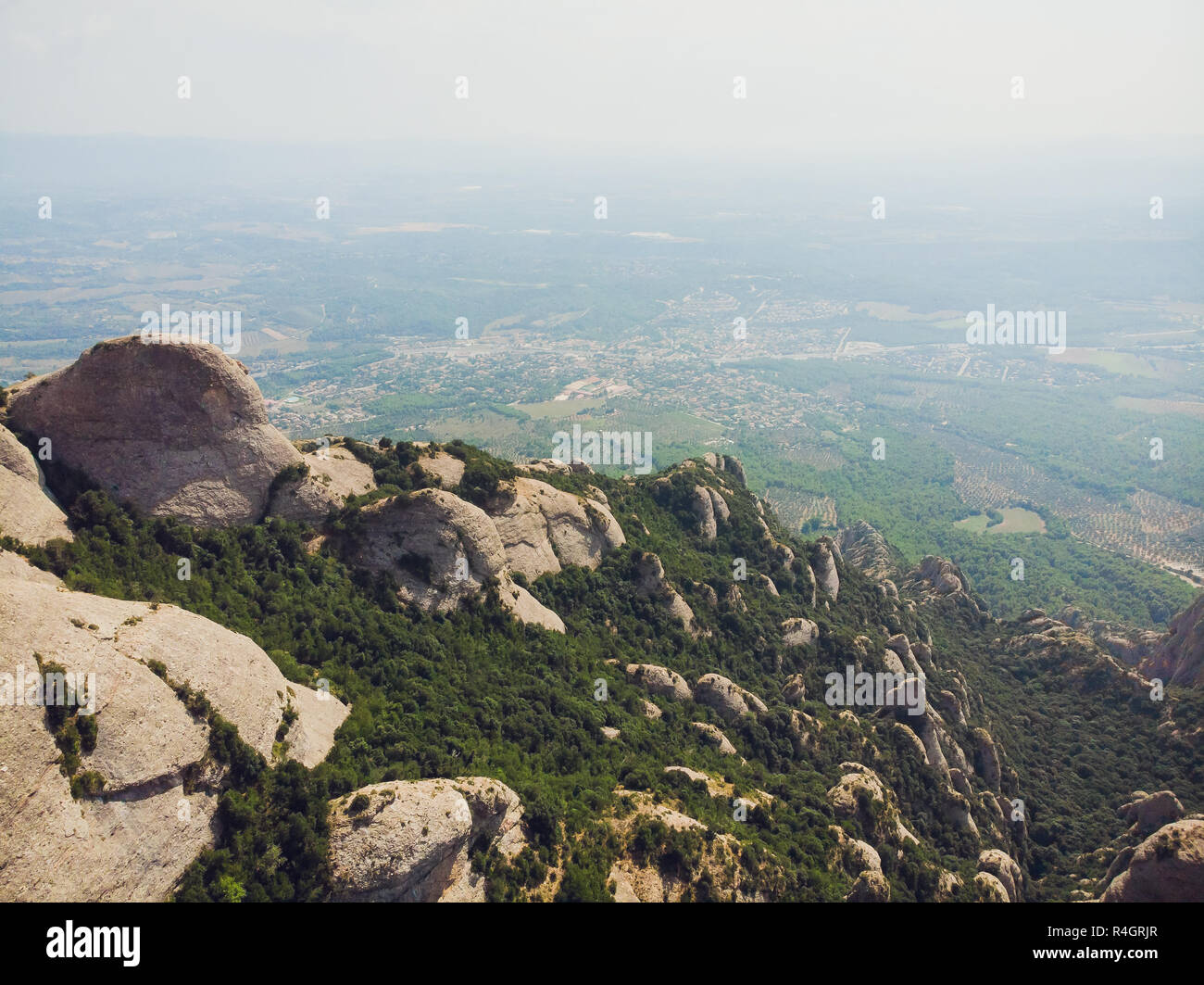 Montserrat, Catalonia, Spain. Top View Of Hillside Cave Santa Cova De ...
