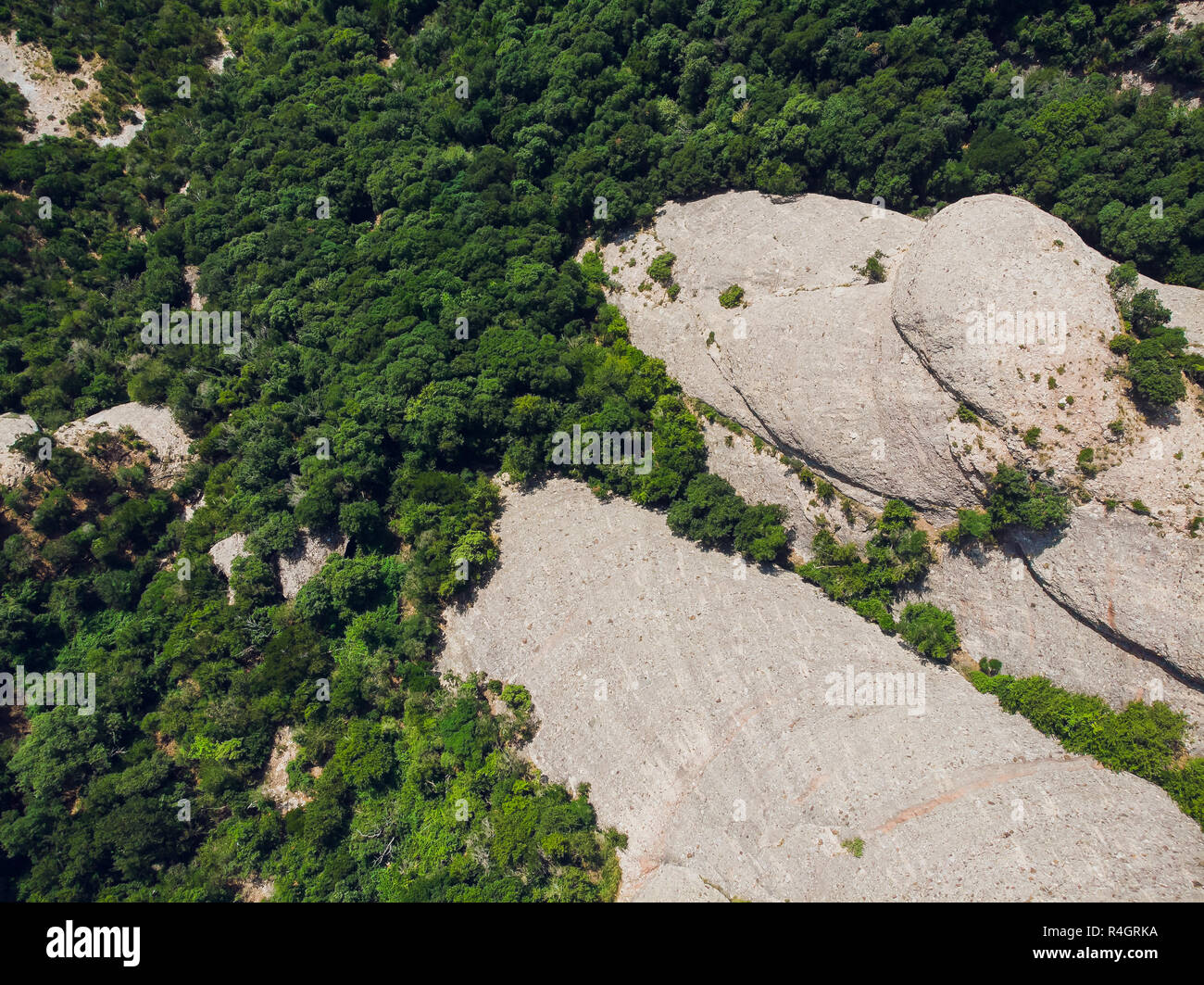 Montserrat, Catalonia, Spain. Top View Of Hillside Cave Santa Cova De ...