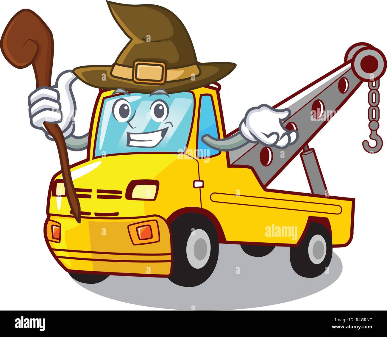 Witch transportation on truck towing cartoon car Stock Vector Image ...
