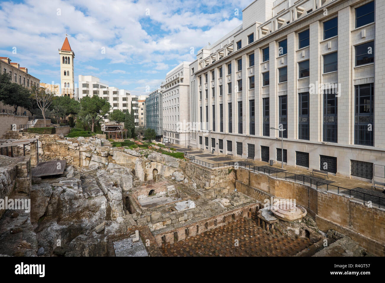 Lebanon, Beirut: ancient Roman Baths and building of the Development ...