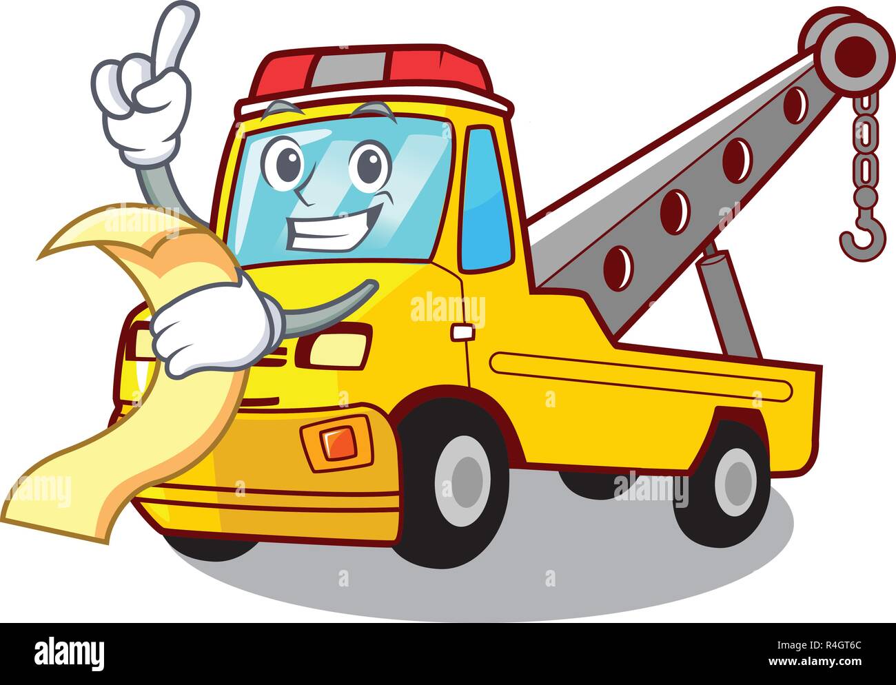 With menu transportation on truck towing cartoon car Stock Vector Image ...