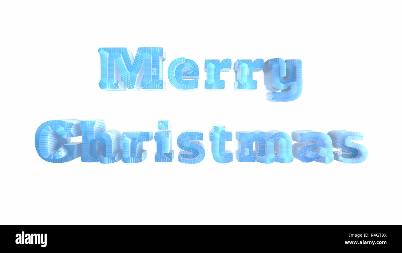 Merry Christmas lettering written by frozen cracked ice isolated on ...