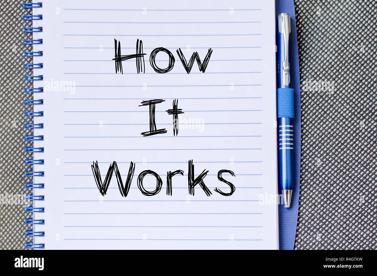 How it works concept on notebook Stock Photo - Alamy