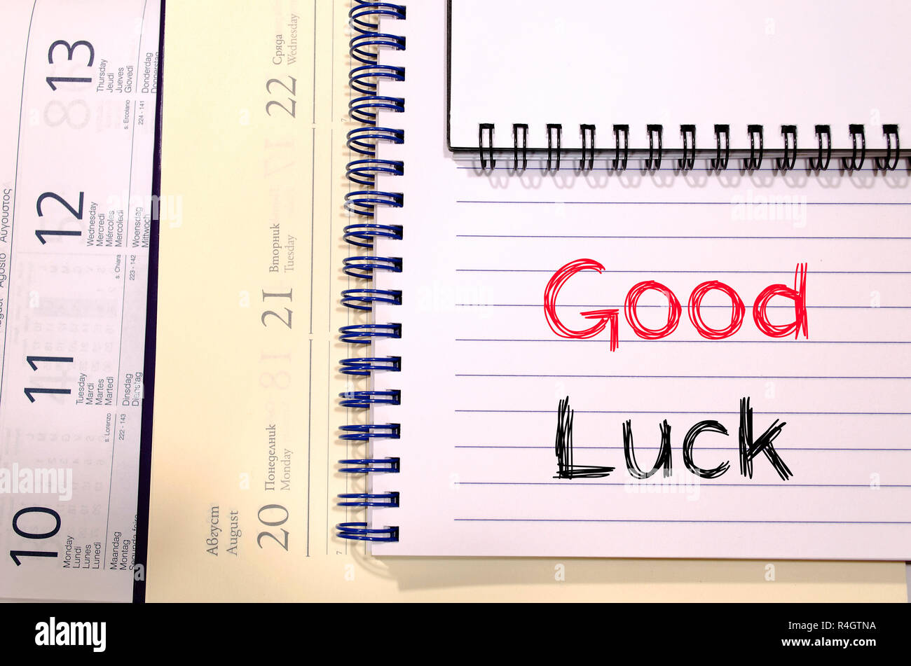 Good luck concept on notebook Stock Photo - Alamy