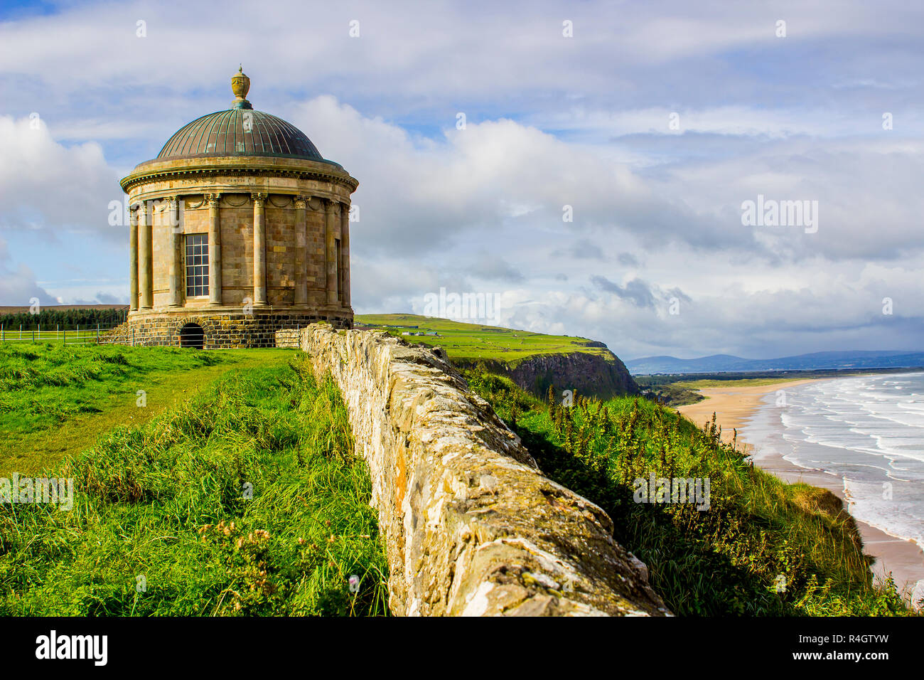 Mussenden Temple on the cliff edge in Downhill Demesne on the North ...