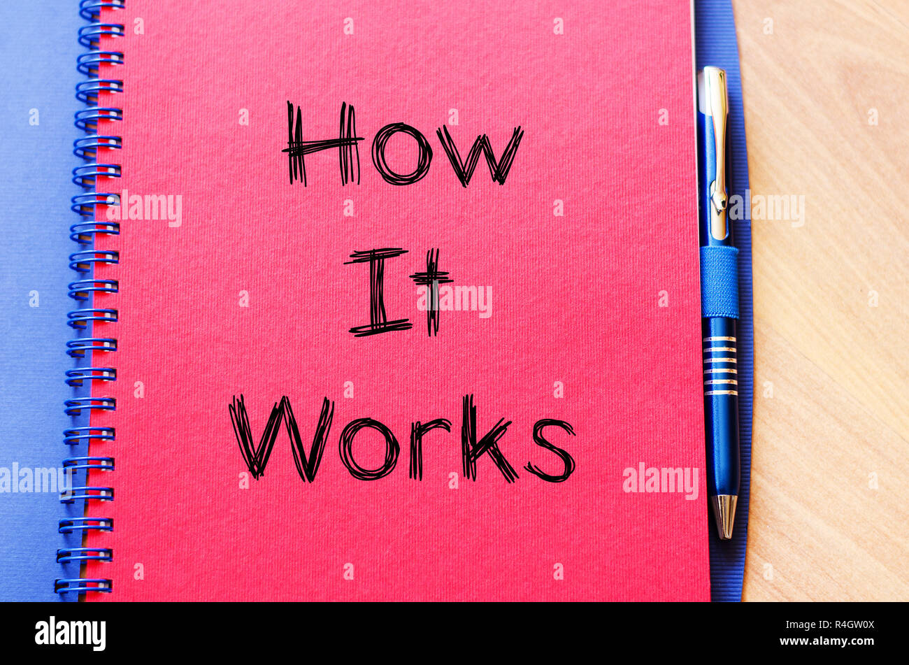 How it works concept on notebook Stock Photo - Alamy