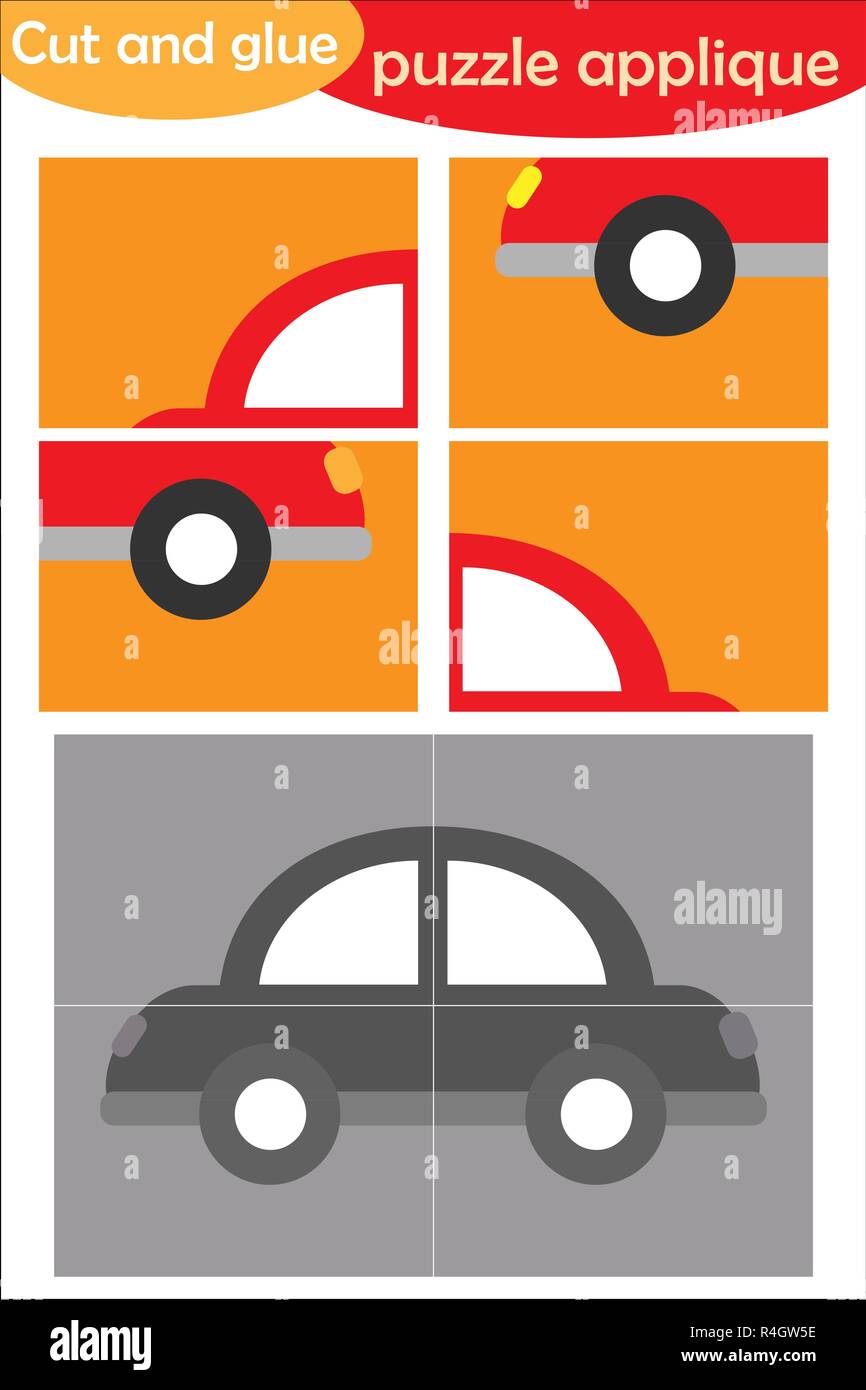 Car in cartoon style, education puzzle game for development of ...