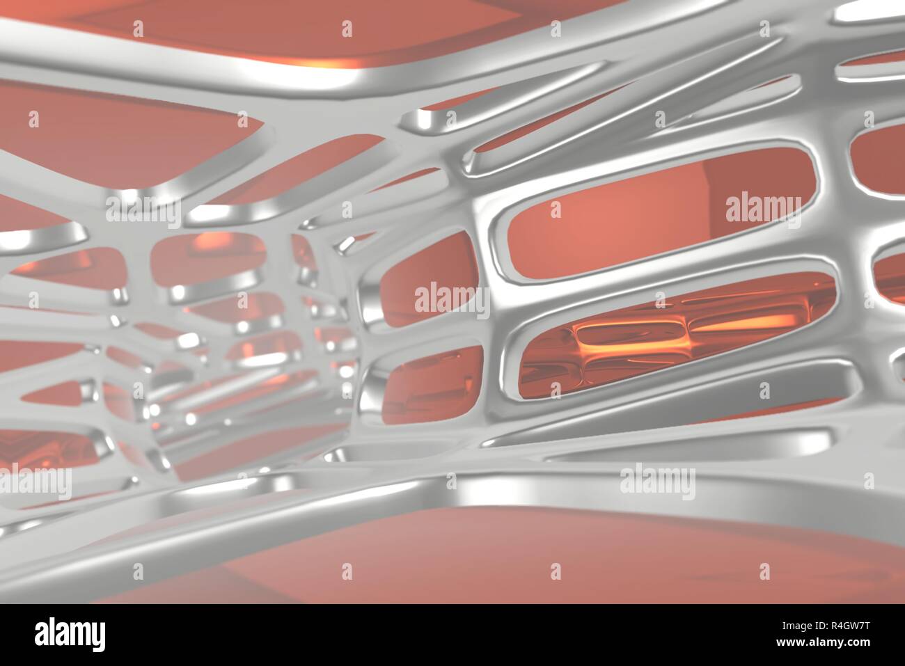 Abstract 3d rendering concept of high poly architecture with steel and ...