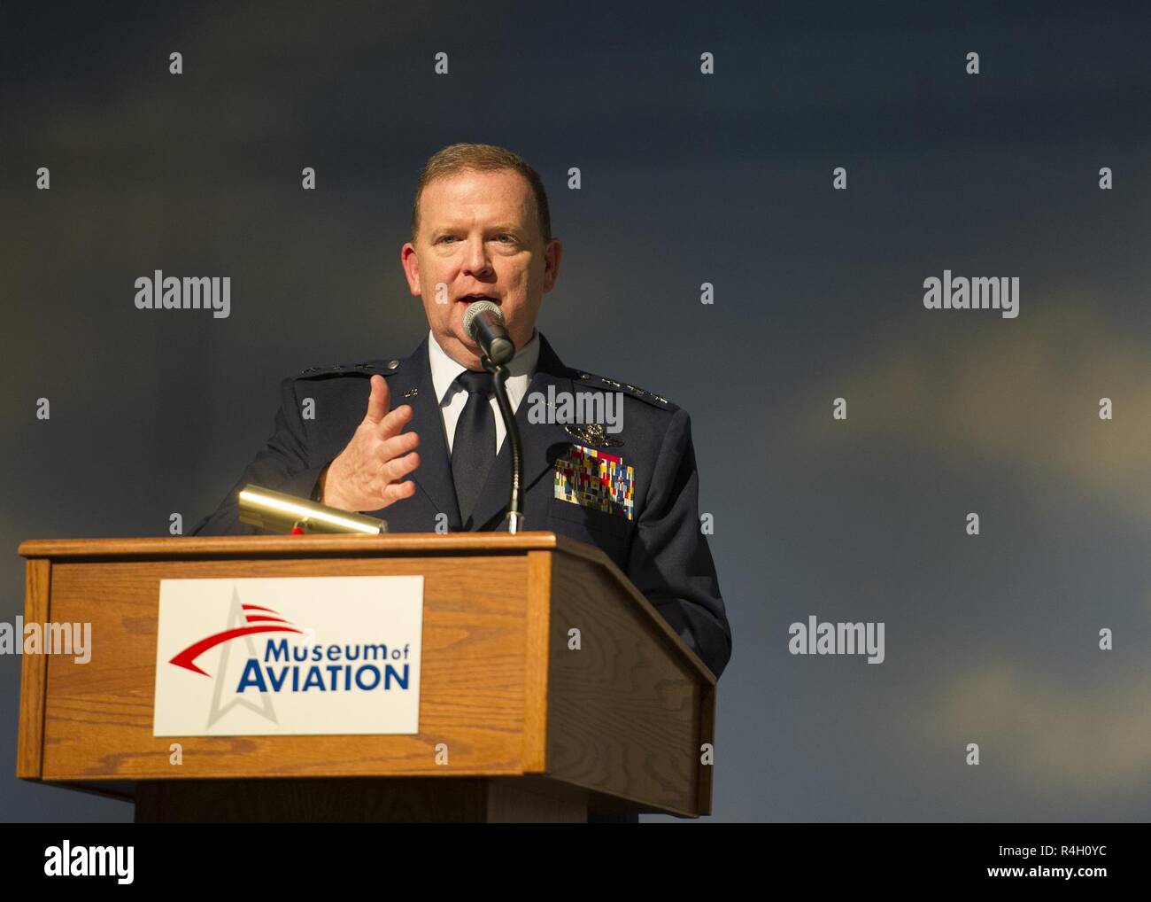 Lt. Gen. Richard W. Scobee, Commander, Air Force Reserve Command, gives ...