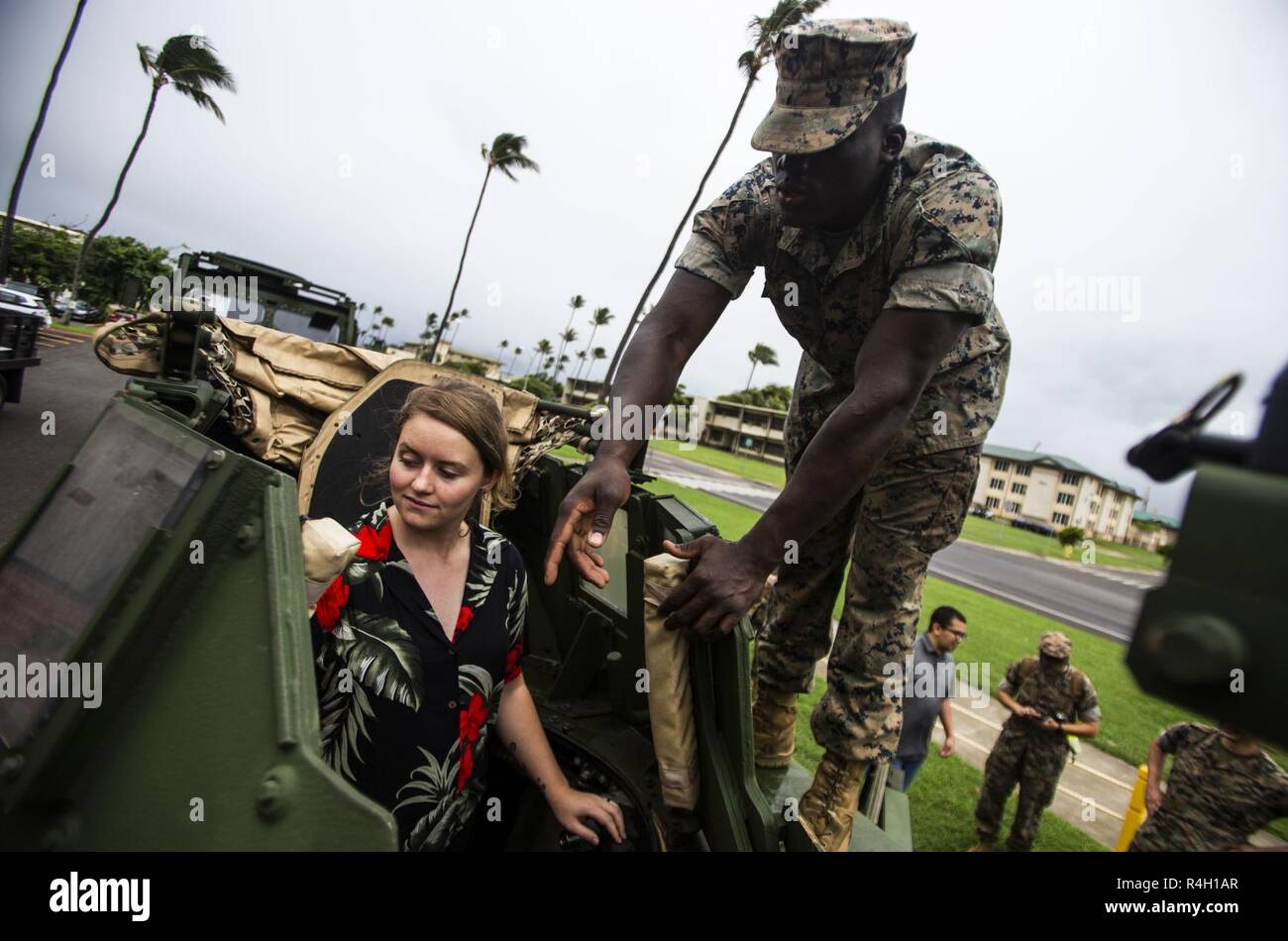 A civilian employee from Marine Corps Base Quantico explores static ...
