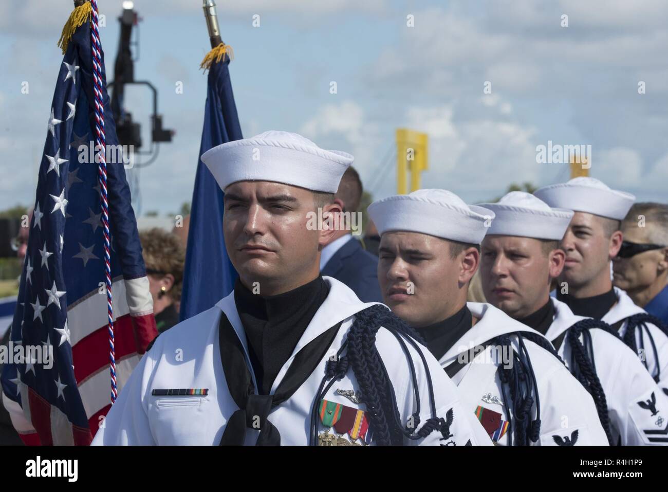 PORT CANAVERAL, Fla. (Sept. 29, 2018) The U.S. Navy Color Guard ...