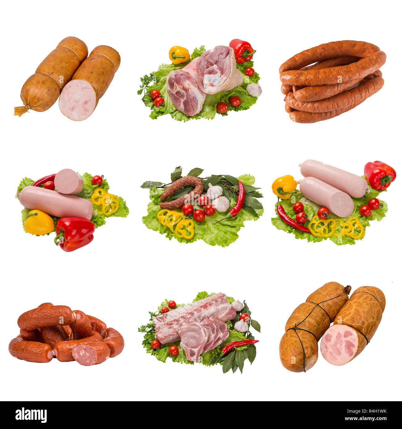 set of a different meat products Stock Photo - Alamy