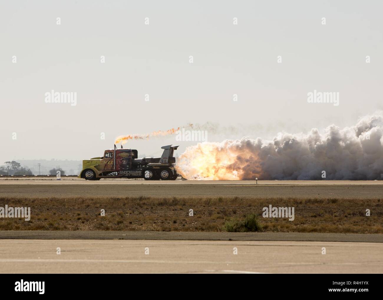 The Shockwave Jet Truck warms up its engines before racing John Collver ...