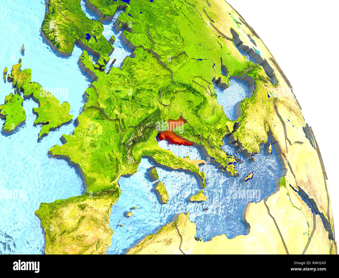 Croatia on Earth in red Stock Photo - Alamy