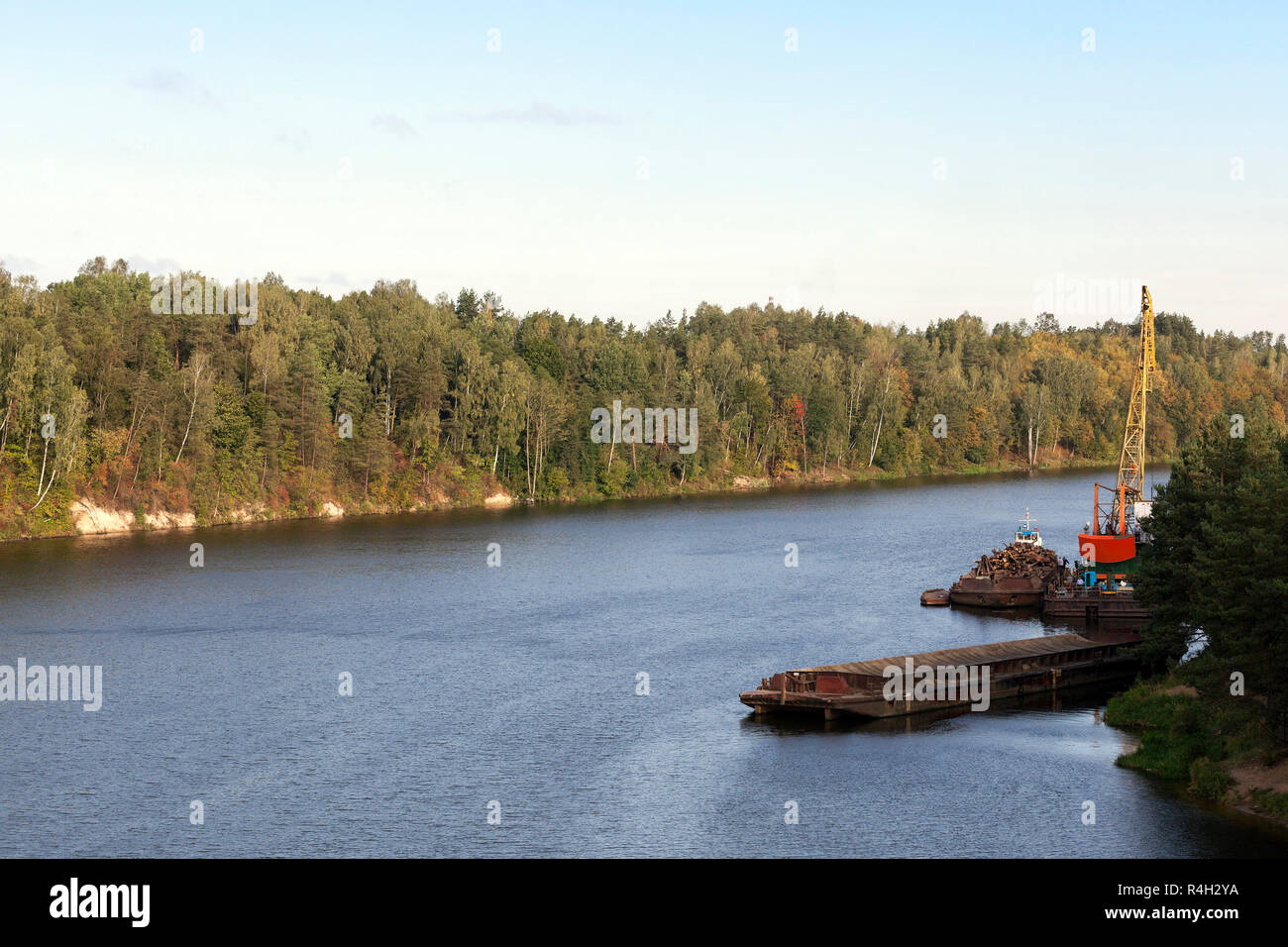 logging on a river Stock Photo - Alamy