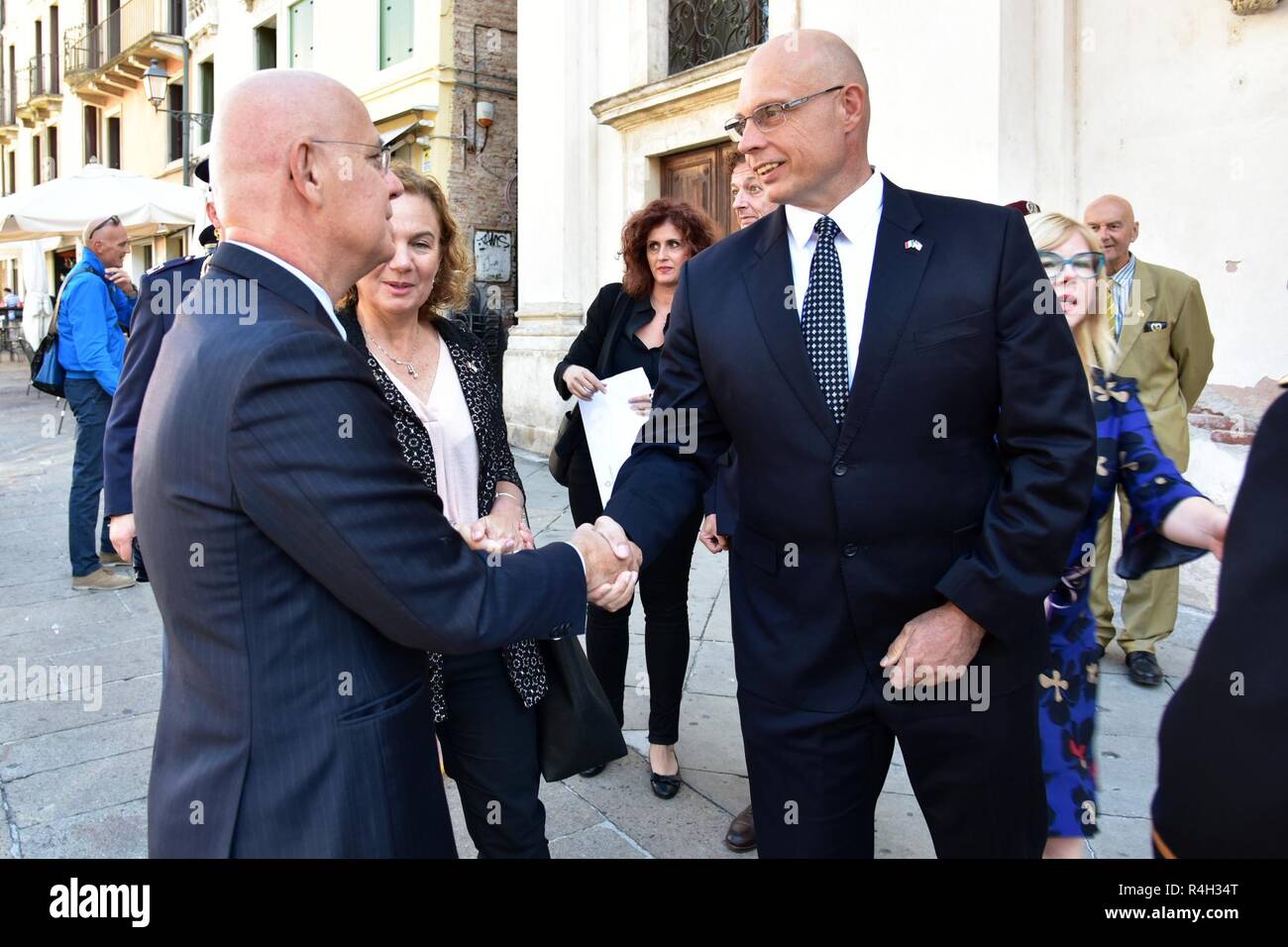 From left, Dr. Giuseppe Petronzi, Vicenza police chief, meets U.S. Army ...