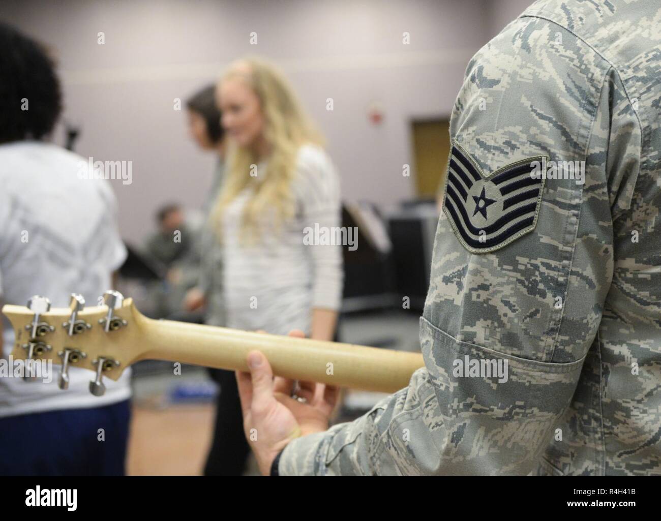 Singer Alexis Gomez, rehearses with the Air Force Band of Flight inside ...