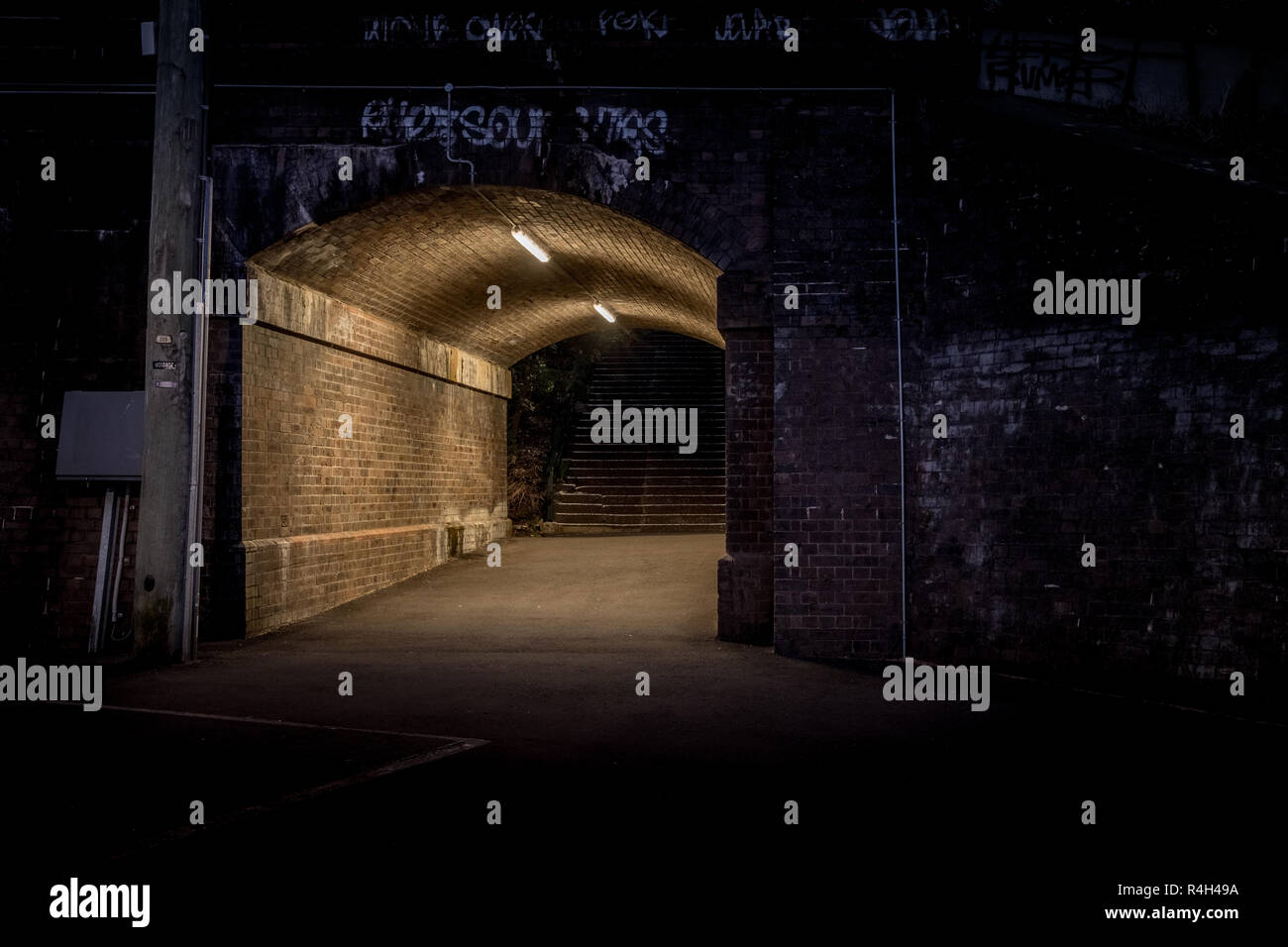 Spooky tunnel and stairs Stock Photo - Alamy