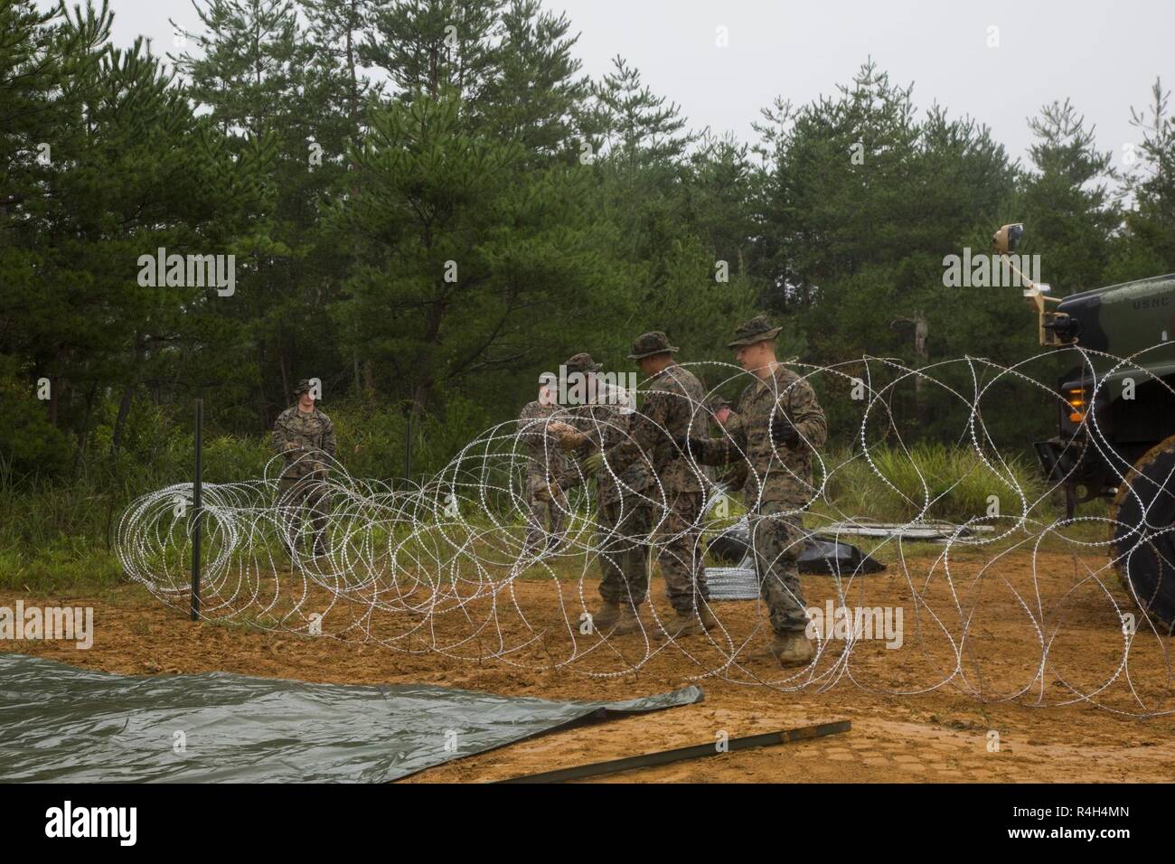 U.S. Marines with Marine Wing Support Squadron (MWSS) 171 set-up ...