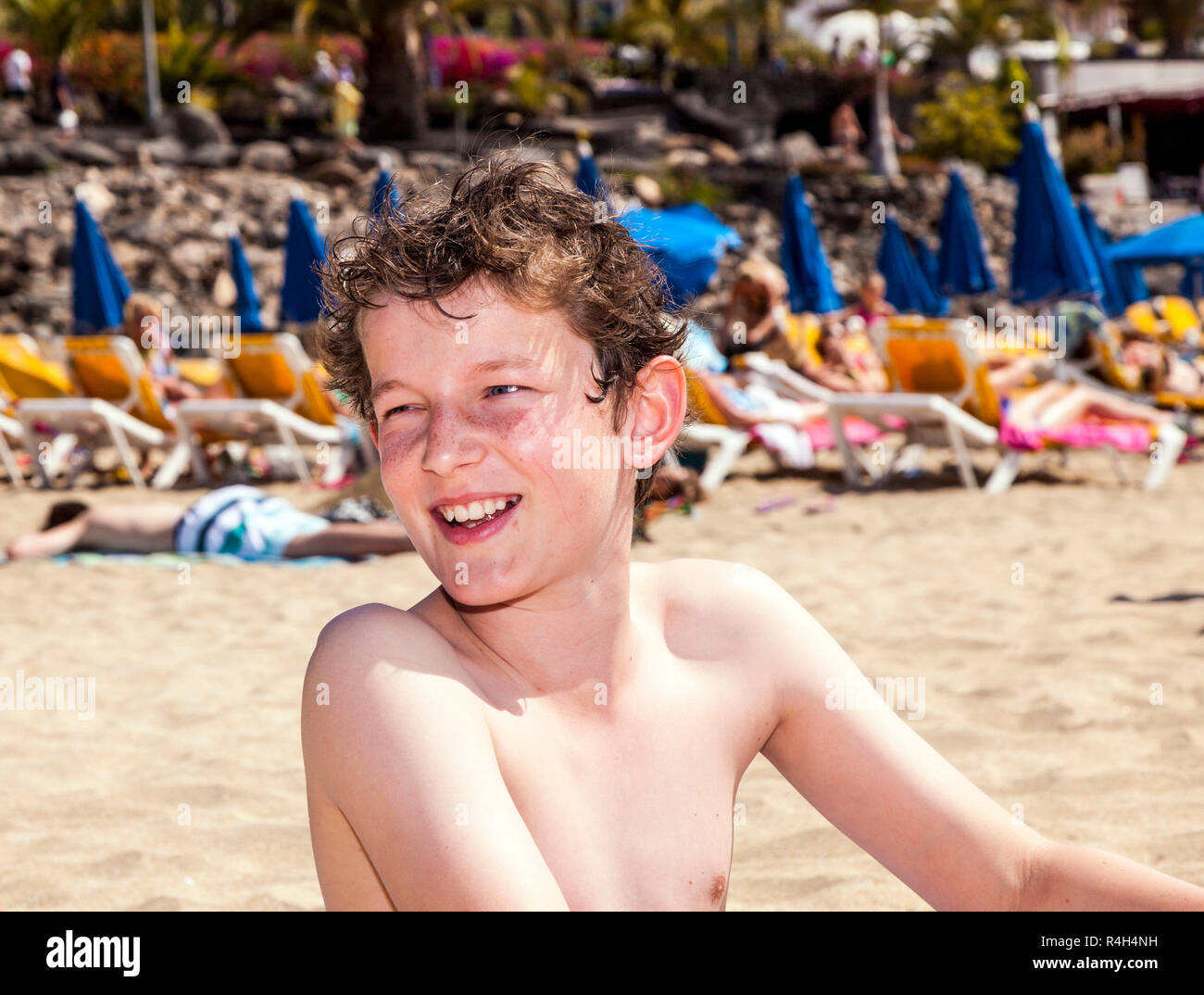 happy guy enjoying the beach Stock Photo - Alamy