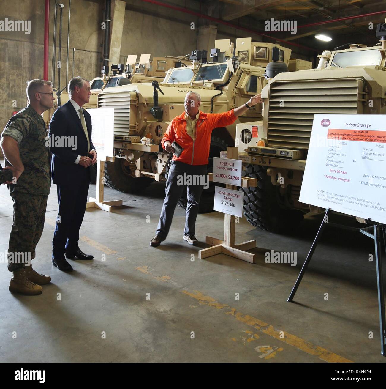 Dan Elzie, director, Marine Force Storage Center, points out the cost ...