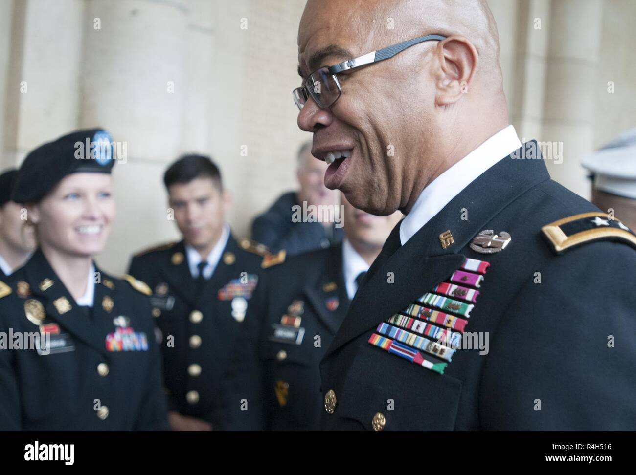 Maj. Gen. A.C. Roper, deputy chief of the Army Reserve, speaks with ...