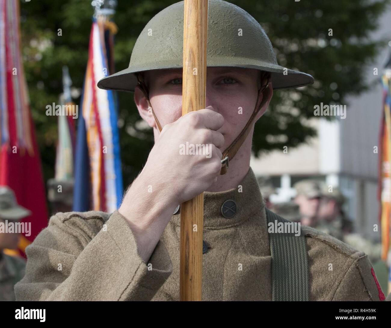 Members of the 1st Infantry Division serve as the U.S. Color Guard ...
