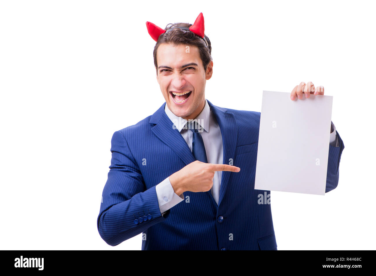 Devil businessman isolated on white background Stock Photo - Alamy
