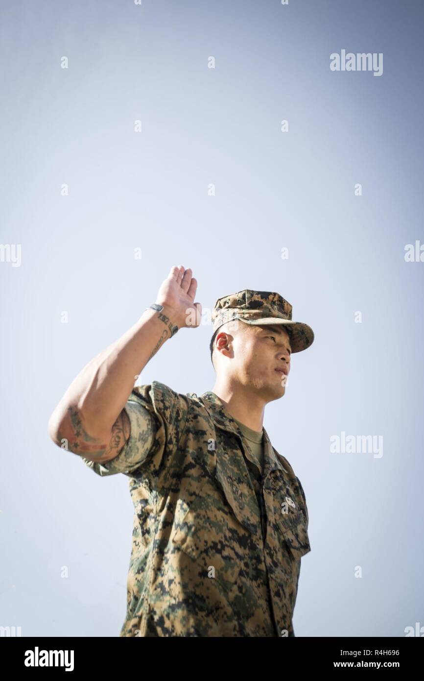 U.S. Marines gather for the promotion of Sgt. Brian Giera, Martial Arts ...