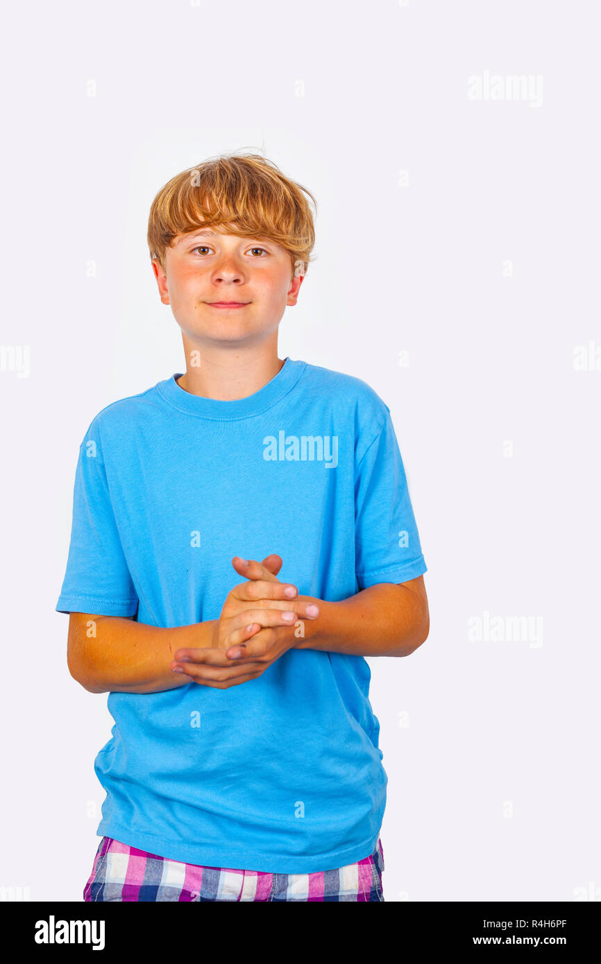 happy boy gestures with his arms Stock Photo - Alamy