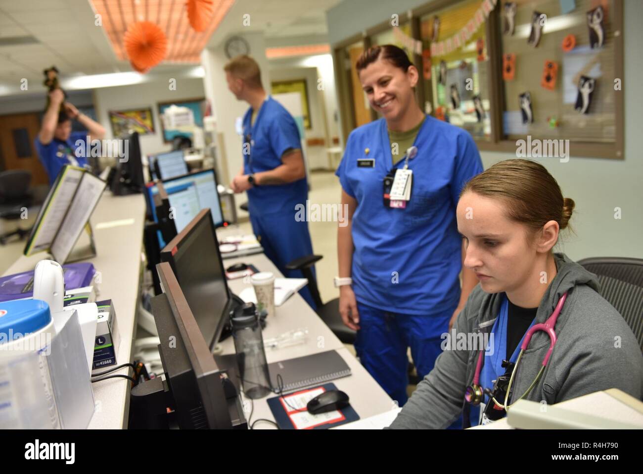 1st Lt. Grace Sroka and Spc. Breanna Crouse, staff nurses in the Womack ...