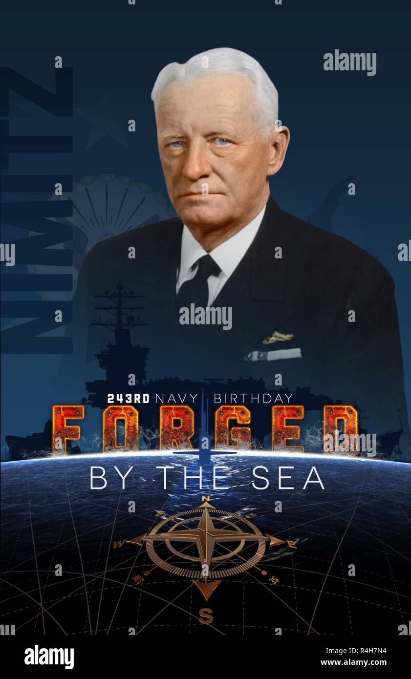 The 243rd Navy Birthday poster featuring Chester William Nimitz, Sr ...