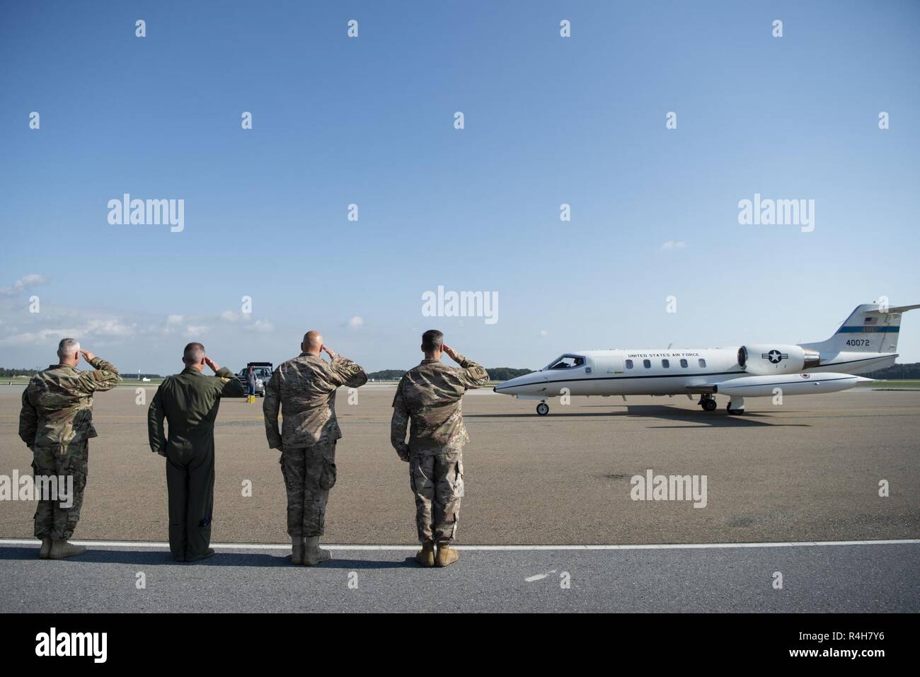 Dover Air Force Base senior leaders salute as Gen. Stephen R. Lyons, U ...