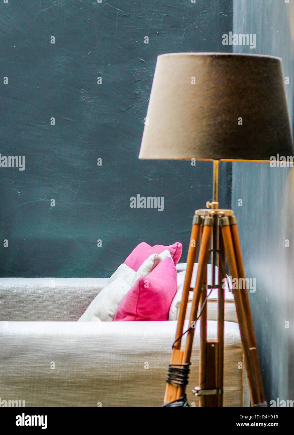 Relaxation rest corner with seating and lamps Stock Photo - Alamy