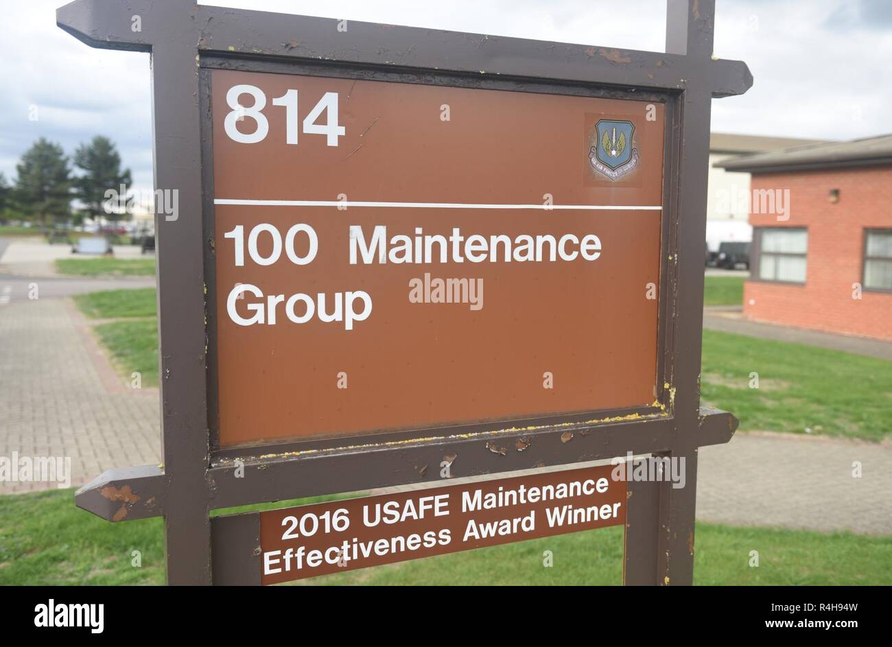 The 100th Maintenance Group, Building 814, at RAF Mildenhall, England, Oct. 3, 2018 Stock Photo ...