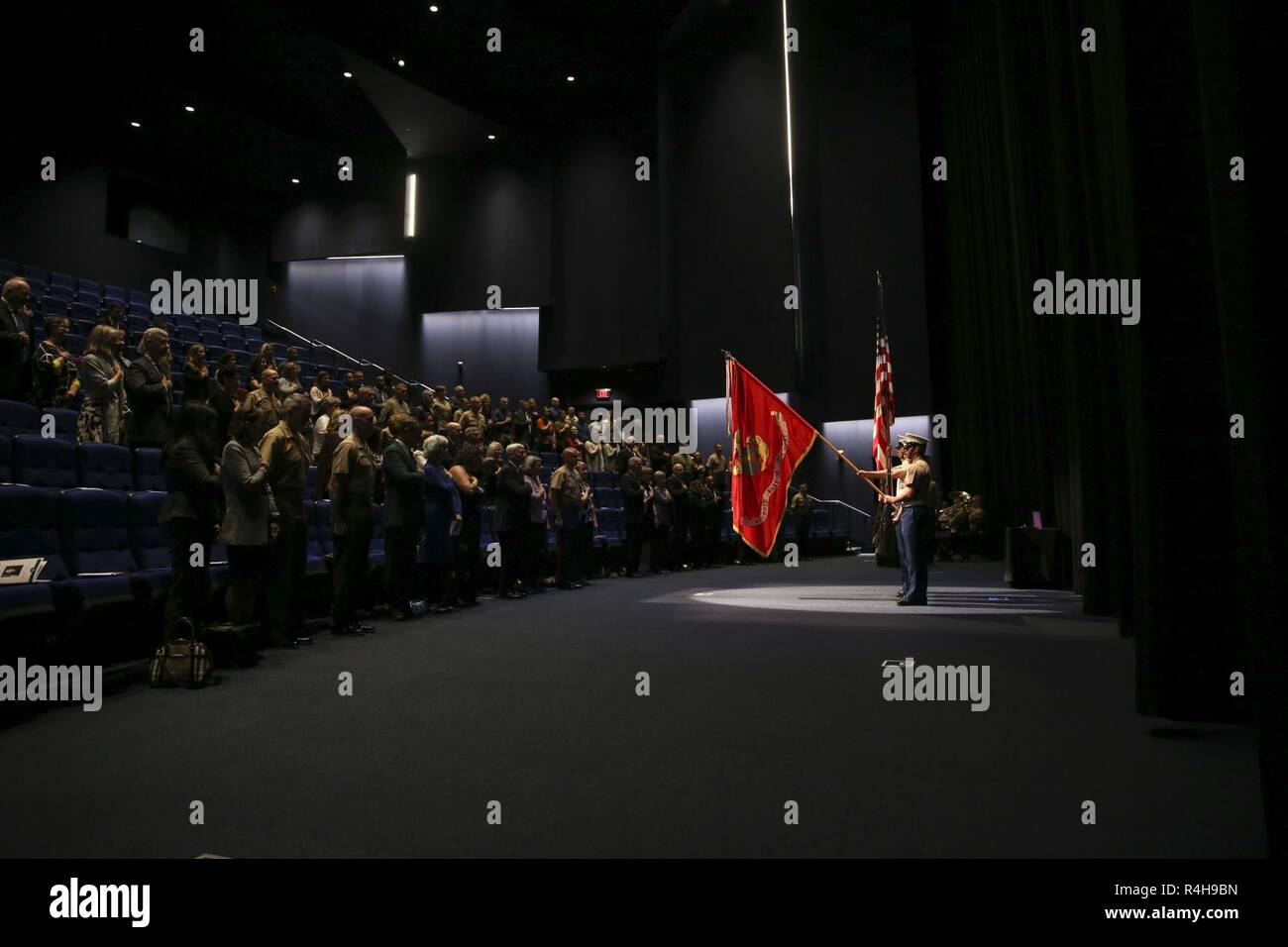 U.S. Marines with the Marine Corps Base Quantico color guard present ...