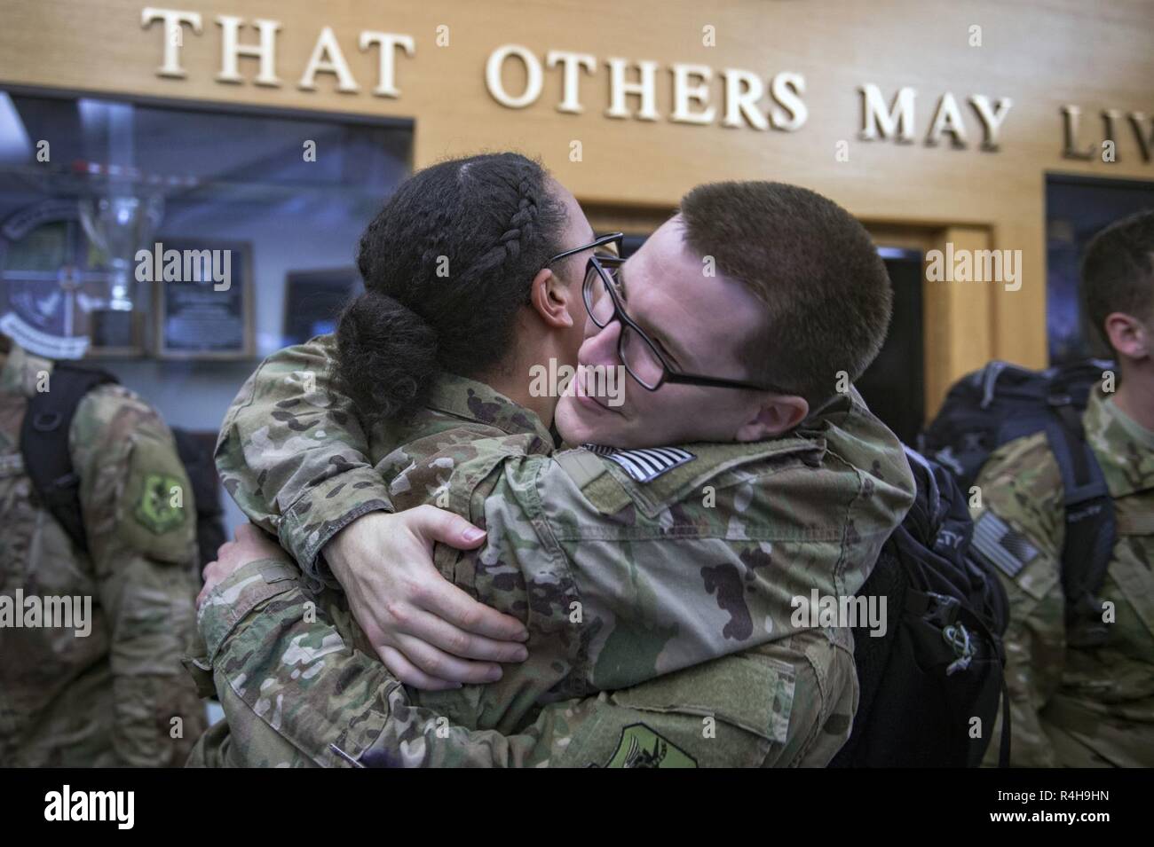347th Rescue Group Airmen bid farewell prior to a deployment in support ...