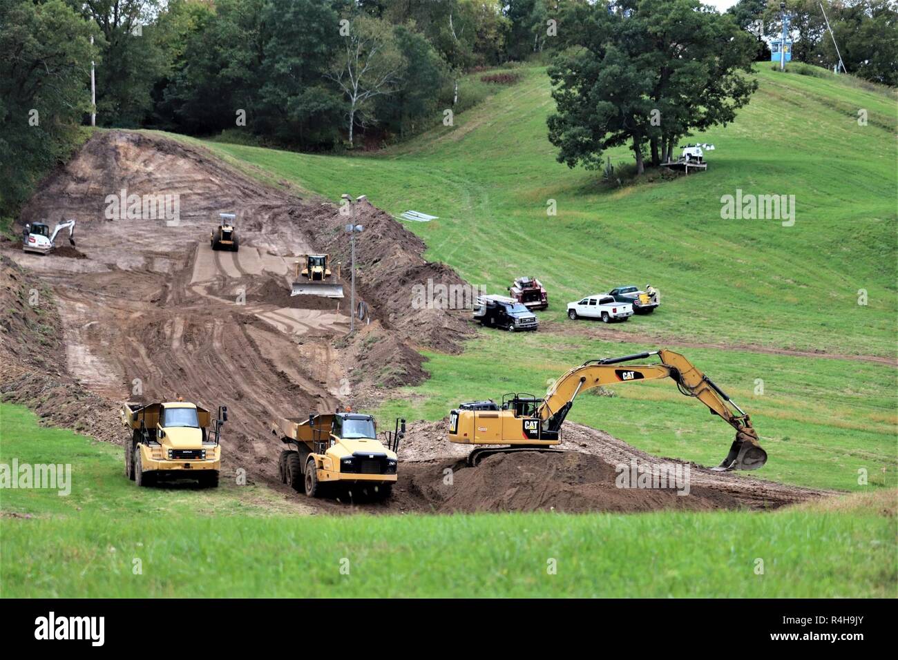 Contractors complete groundwork as part of construction and ...