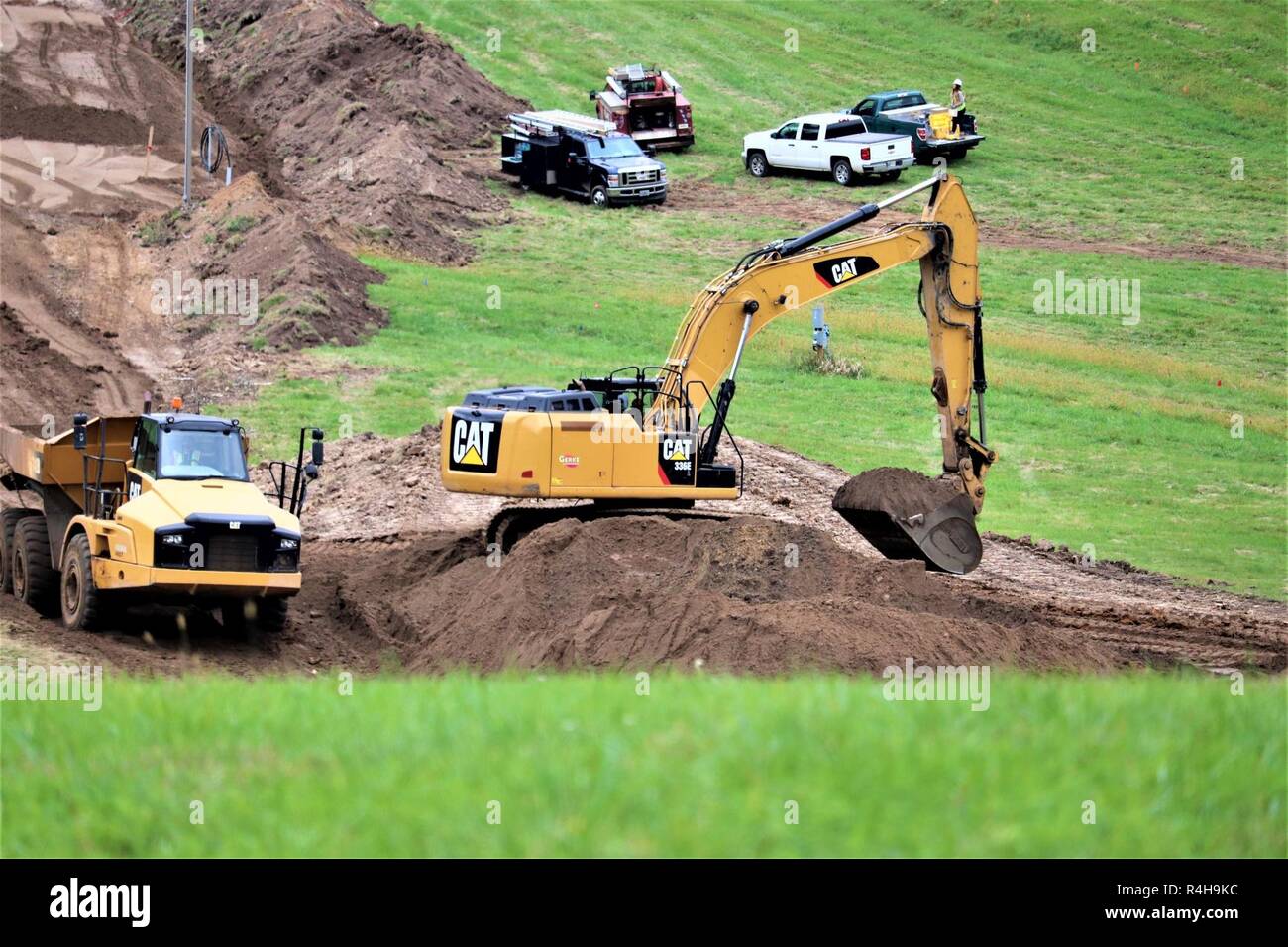 Contractors complete groundwork as part of construction and ...