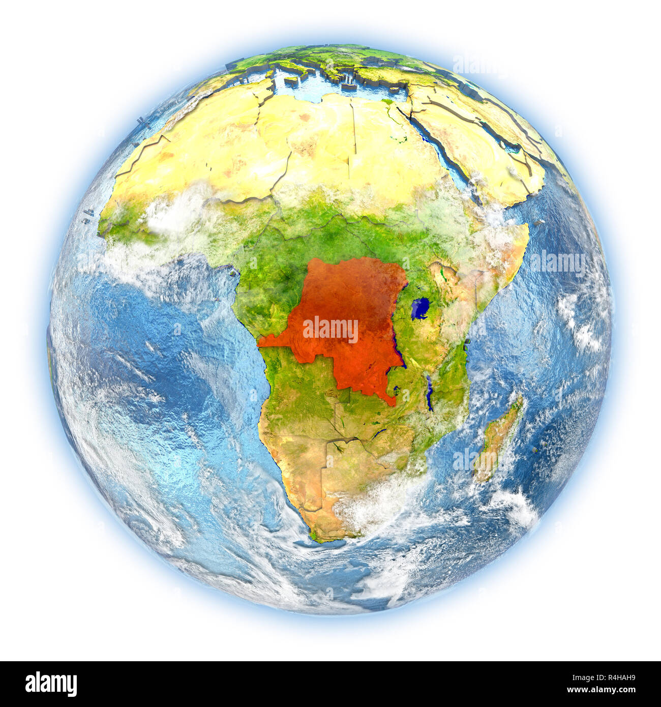 Democratic Republic of Congo on Earth isolated Stock Photo - Alamy