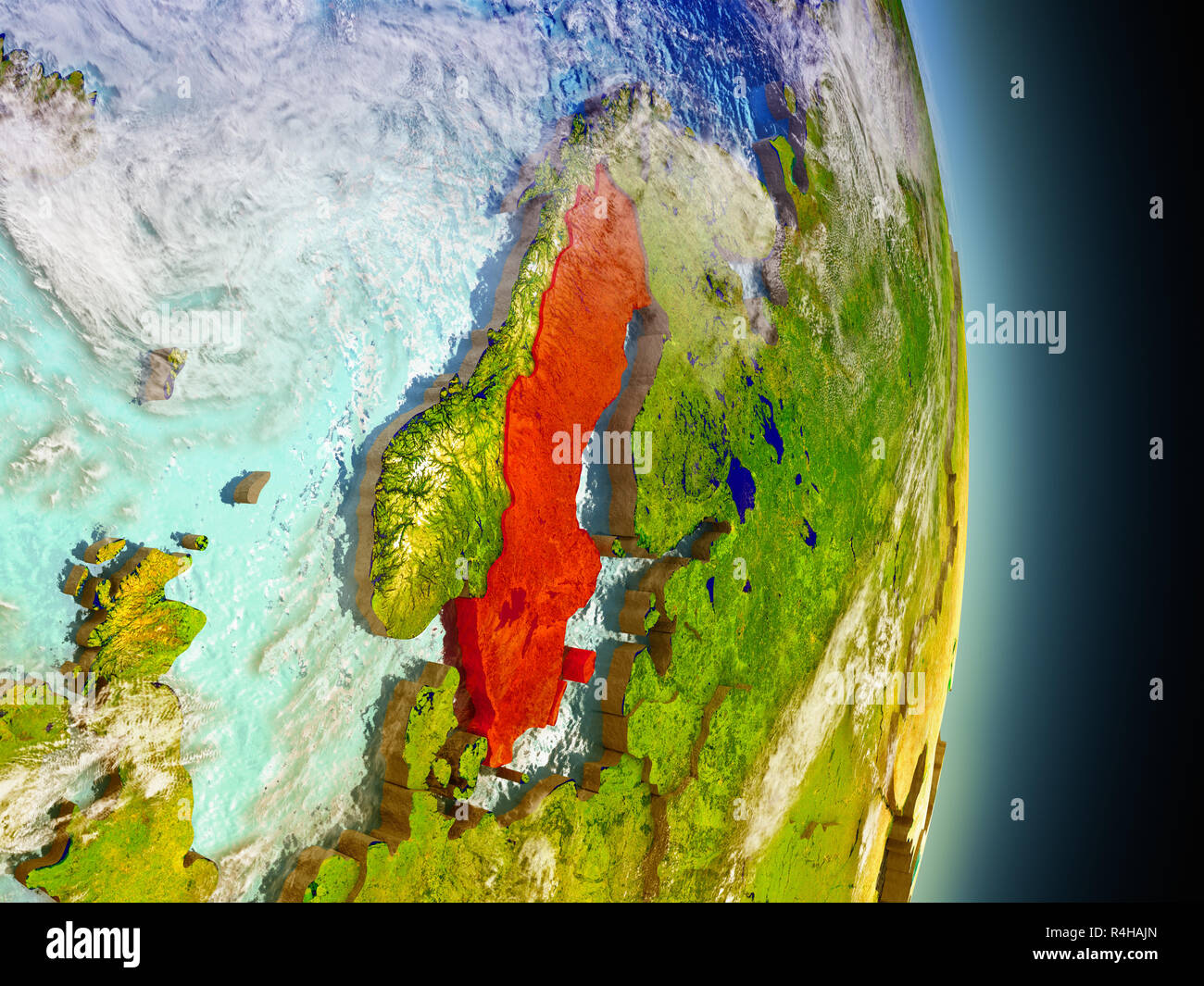 Sweden in red from space Stock Photo - Alamy
