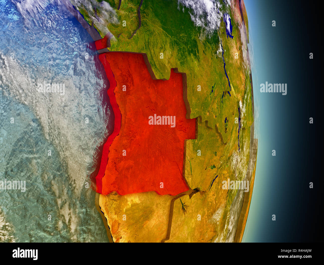 Angola in red from space Stock Photo - Alamy
