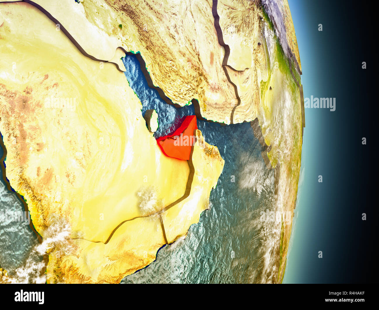 United Arab Emirates in red from space Stock Photo - Alamy