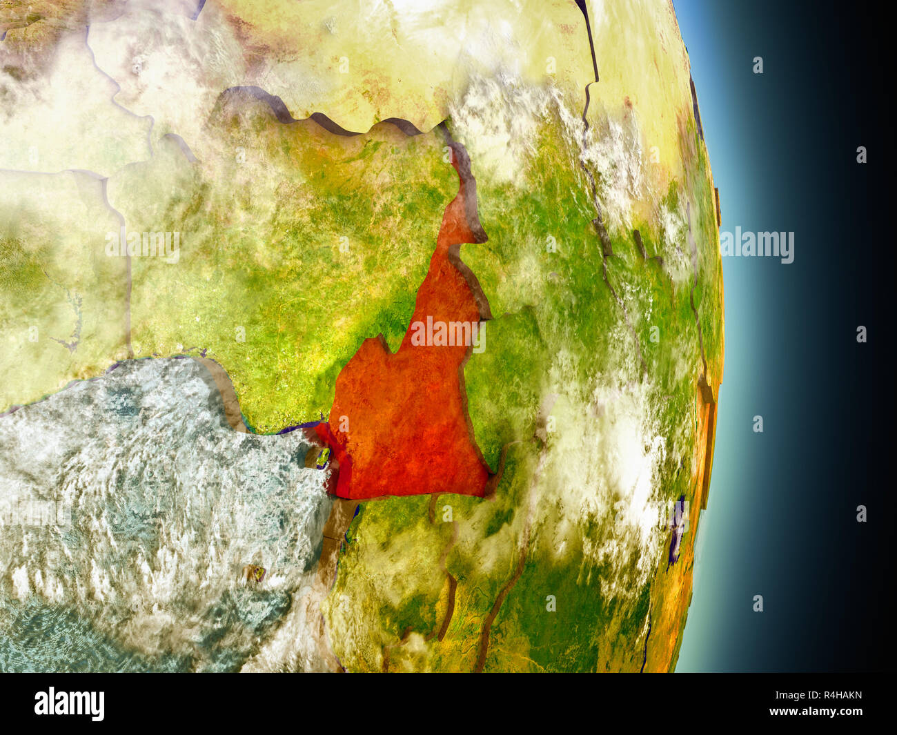 Cameroon highlighted in red hi-res stock photography and images - Alamy